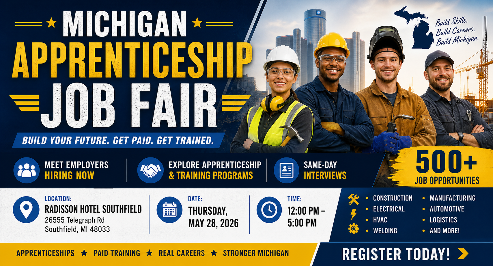 Michigan Apprenticeship Job Fair Detroit Skilled Trades, Union ...